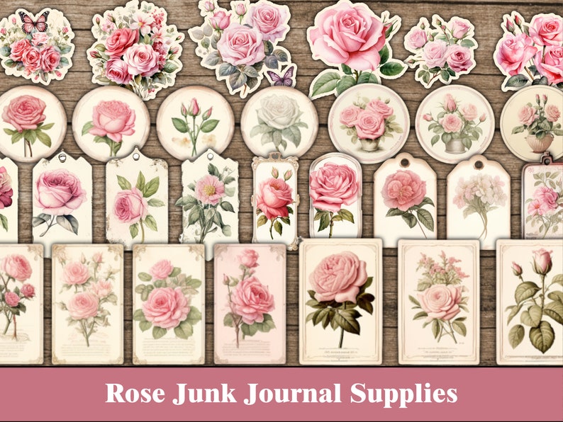 Pink Junk Journal Kit Printable Pink Ephemera Floral Rose Junk Journal ...