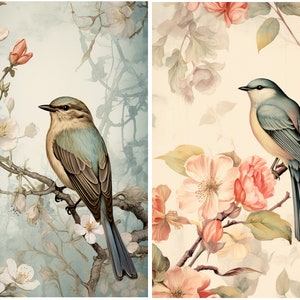 Bird Scrapbook Paper Junk Journal Pages Floral Junk Journal Rose Nature ...