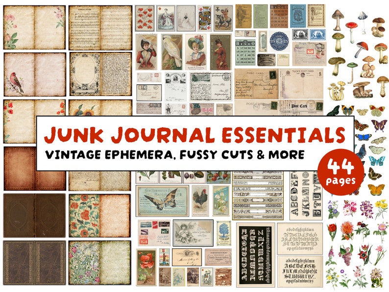Junk Journal Ephemera Kit Ephemera Pack for Journals Ephemera Bundle ...