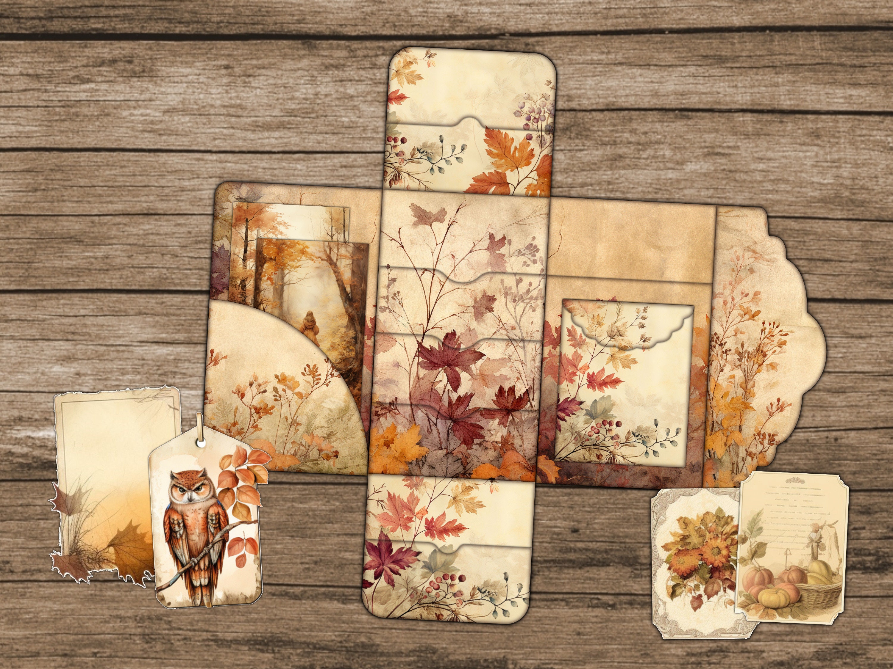 Fall Junk Journal Folio Kit Autumn Junk Journal Ephemera Printable Tags ...