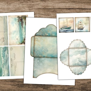 Ocean Junk Journal Kit Blue Junk Journal Pages Tags Sea Nautical ...