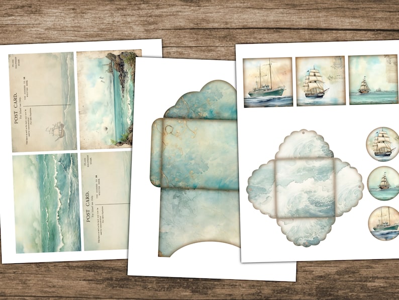 Ocean Junk Journal Kit Blue Junk Journal Pages Tags Sea Nautical ...