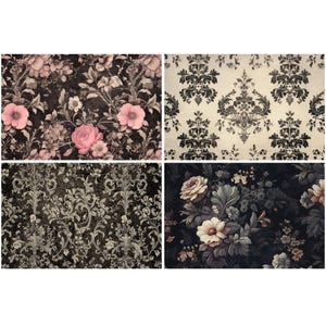 Dark Gothic Scrapbook Paper Pink Black Halloween Roses Thorns Junk ...