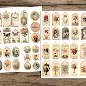 Junk Journal Tags | Junk Journal Labels, Fussy Cut Ephemera, Printable ...