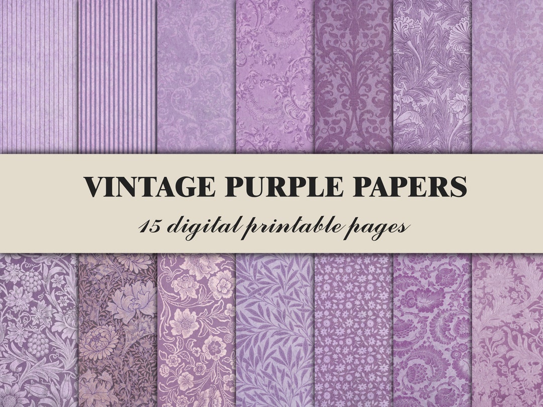 Vintage Purple Scrapbook Paper Floral Violet Ornamental Pattern Rose ...