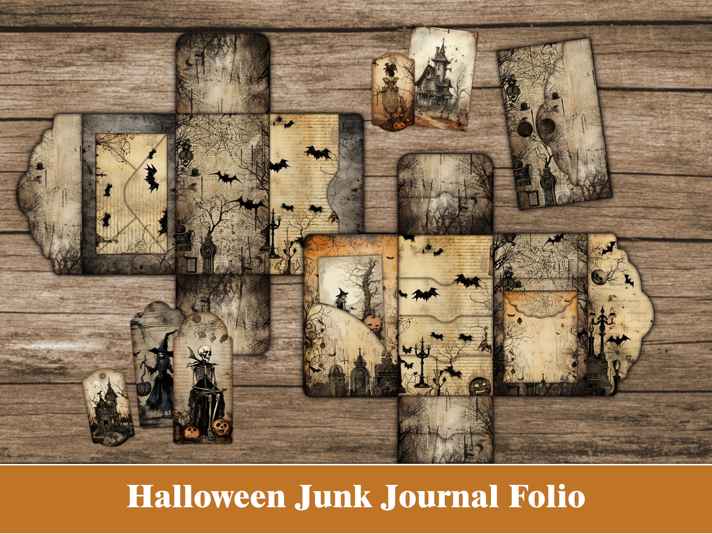 Halloween Junk Journal Bundle Junk Journal Kit Journal Pages Tags ...