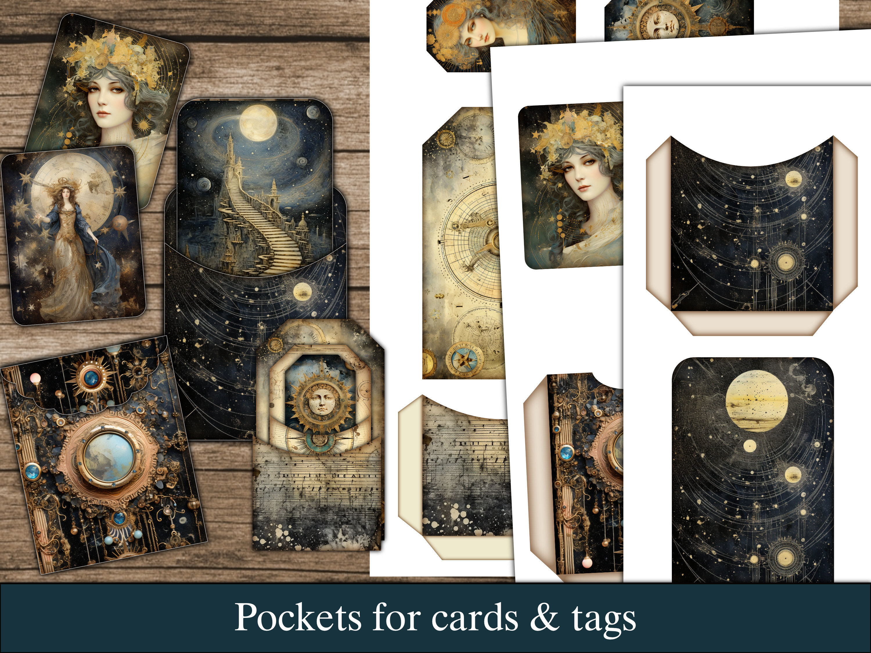 Moon Junk Journal Ephemera Printable Embellishments Celestial - Etsy