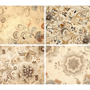 Boho Scrapbook Paper Floral Ornamental Pattern Junk Journal Pages ...