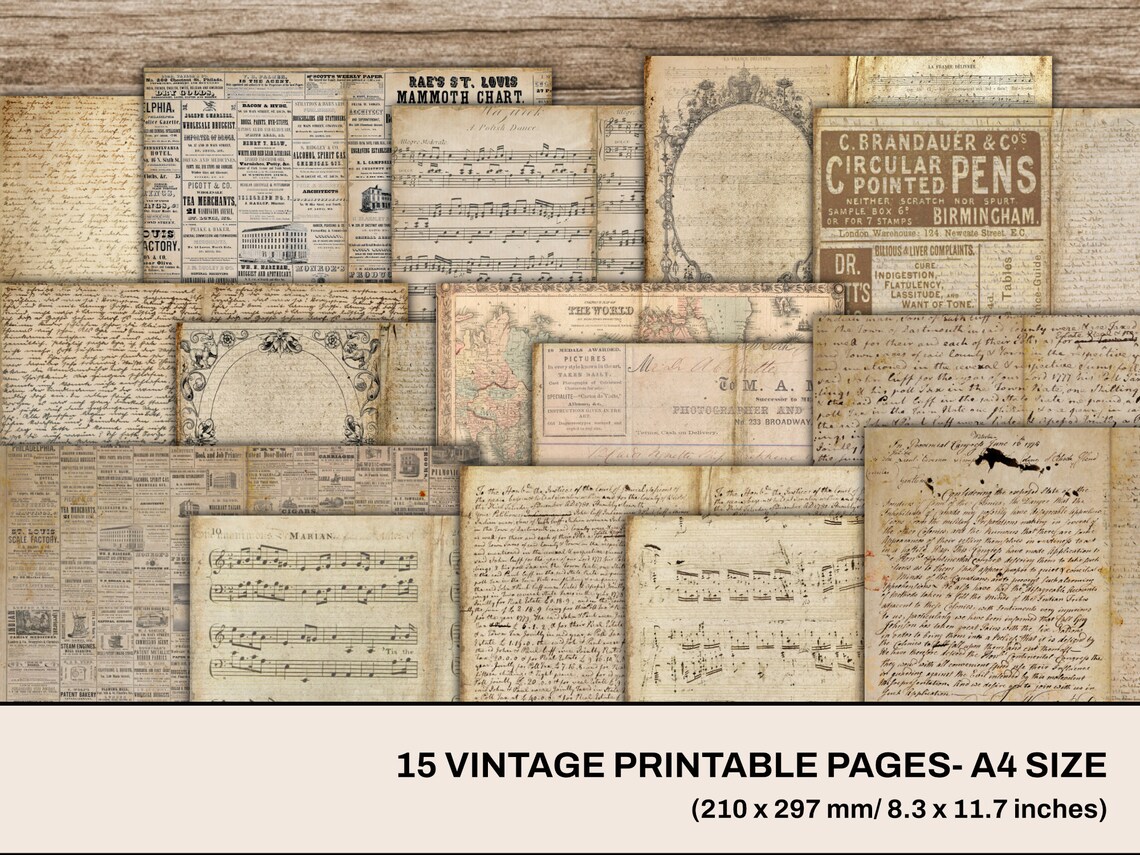 Journal Pages, Vintage Junk Journal Old Paper Bundle, Junk Journal ...