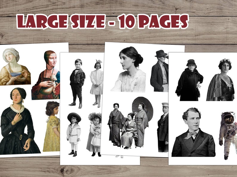 Cutouts of People, 40 Collage Sheets, 400+ Fussy Cut People, Vintage ...