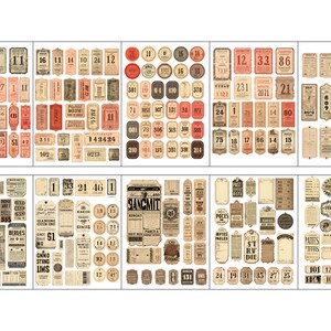 Junk Journal Tags & Labels Number Tags Printable Scrapbooking Digital ...