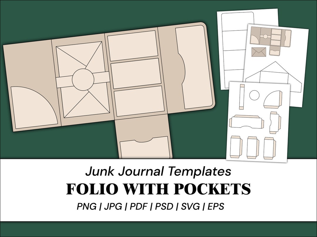 Junk Journal Folio Templates Pockets Template Tab Template Scrapbook ...