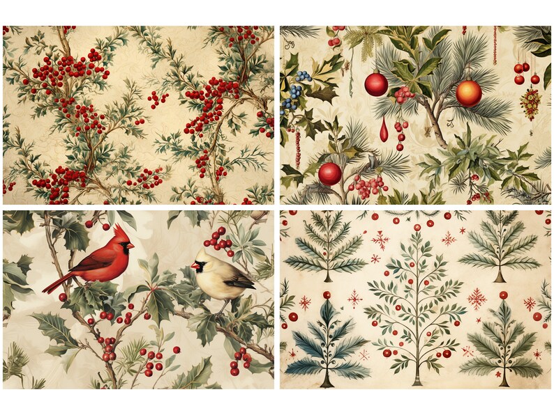 Christmas Scrapbook Paper Christmas Pattern Winter Junk Journal Pages ...