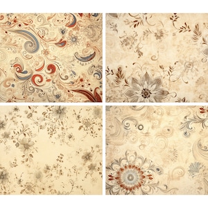 Boho Scrapbook Paper Floral Ornamental Pattern Junk Journal Pages ...