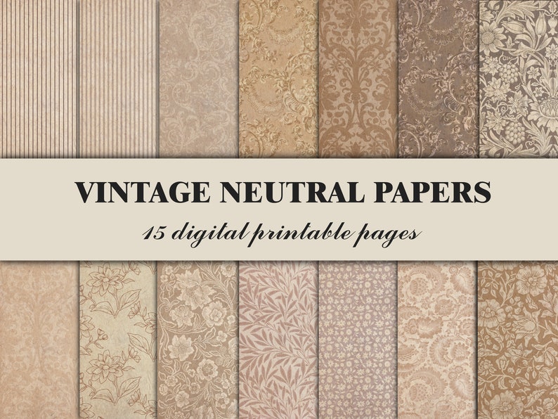 Vintage Colorful Scrapbook Paper Blue Neutral Coffee Yellow Green Pink ...