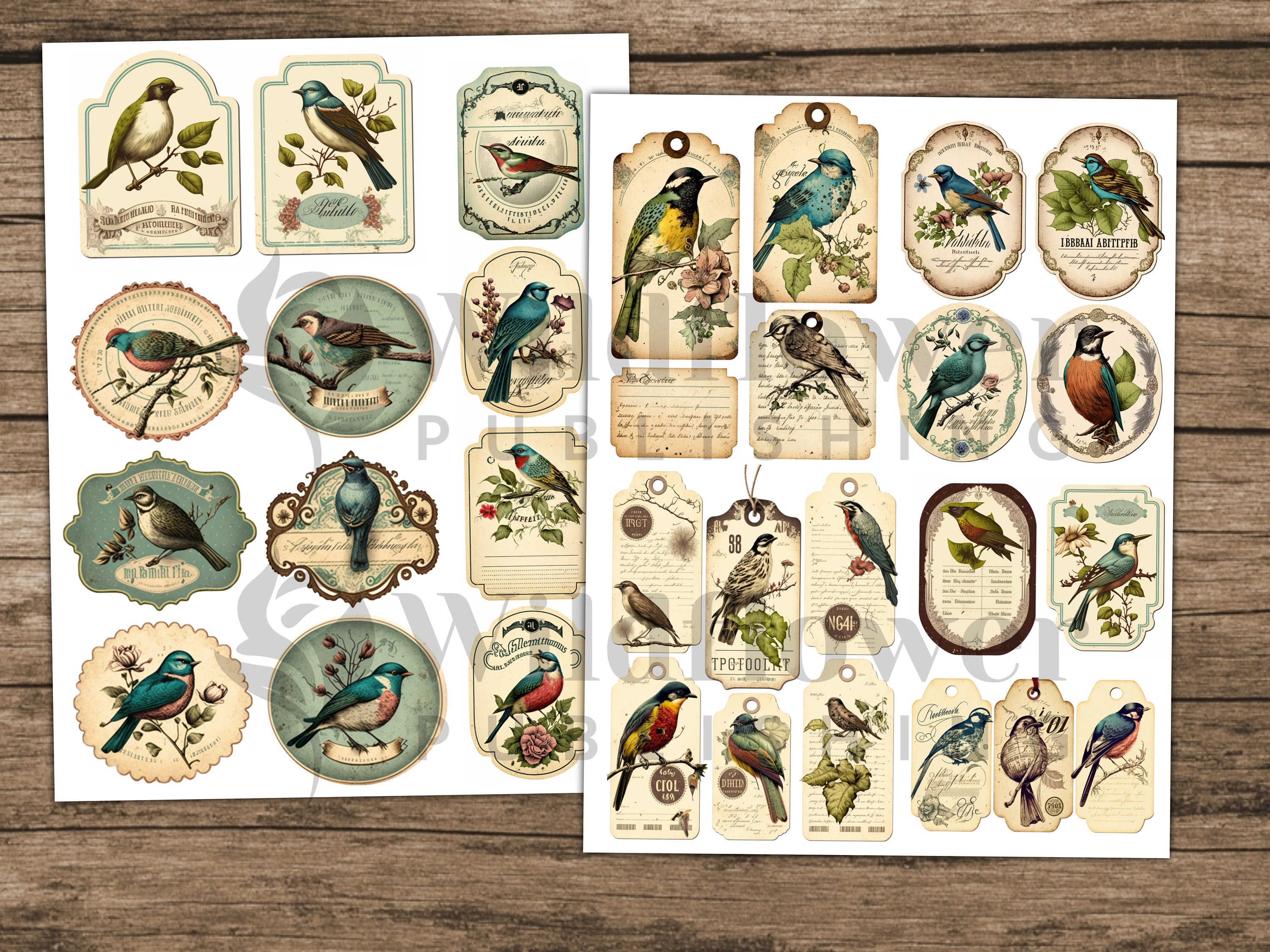 Bird Junk Journal Tags, Junk Journal Labels, Fussy Cut Birds, Bird ...