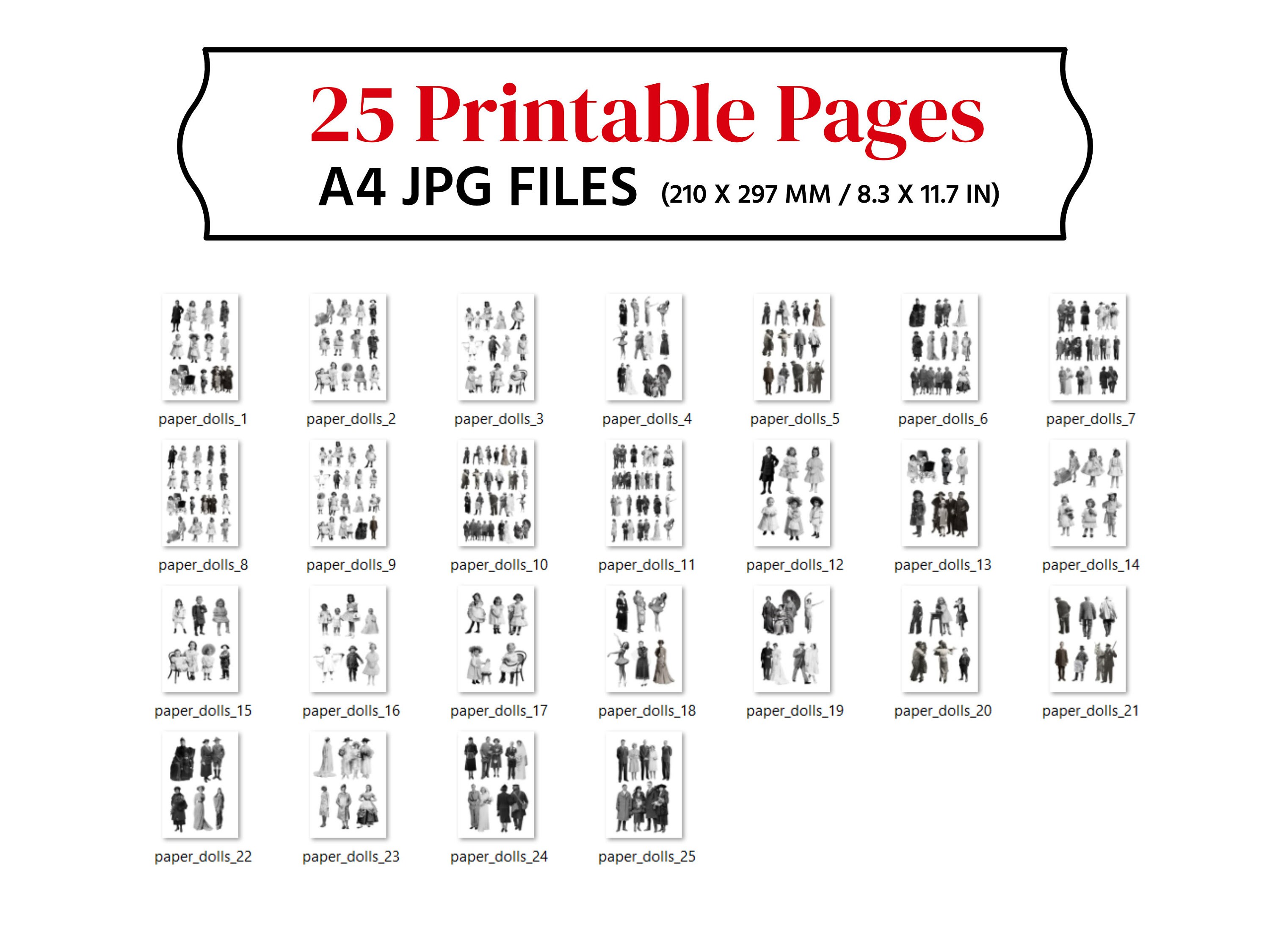 Paper Dolls Printable Paper Dolls Digital Paper Dolls Vintage, Fussy ...