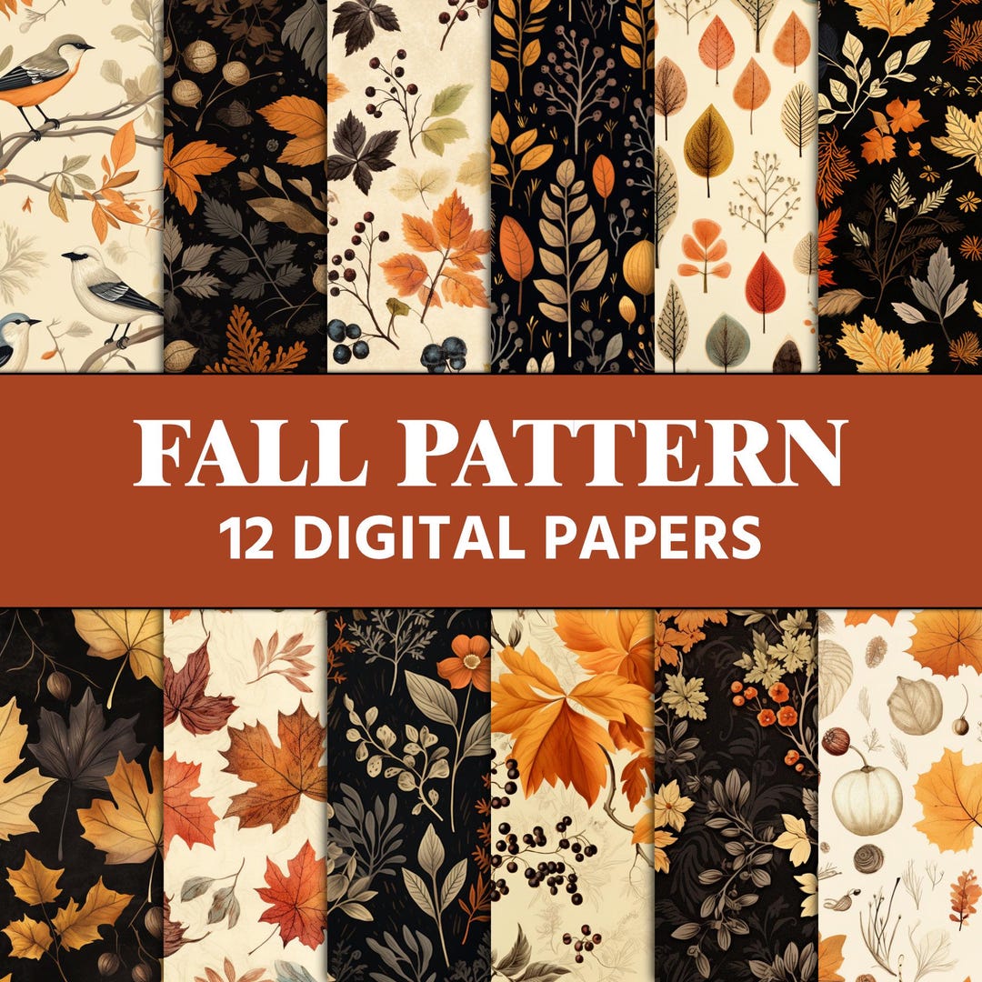Fall Scrapbook Paper Autumn Junk Journal Pages Dark Orange Digital ...
