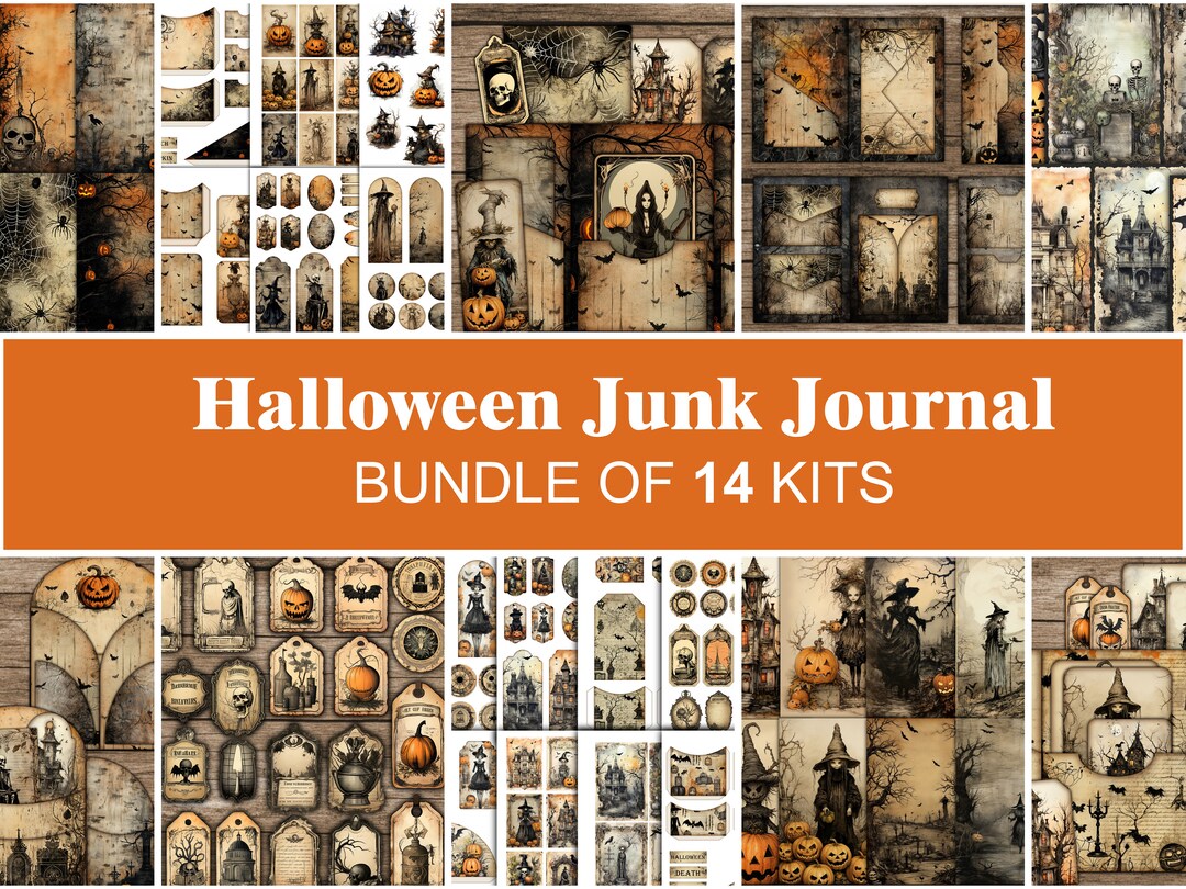 Halloween Junk Journal Bundle Junk Journal Kit Journal Pages Tags ...