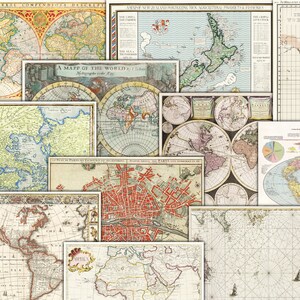 Old Maps of the World, Ephemera Pack, Printable Vintage Map Ephemera ...
