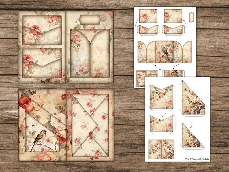Floral Junk Journal Kit Shabby Chic Junk Journal Folio Rose - Etsy
