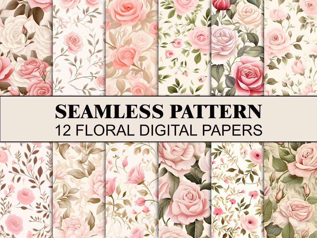 Seamless Rose Floral Pattern Pink Scrapbook Paper Cute Botanical Shabby ...