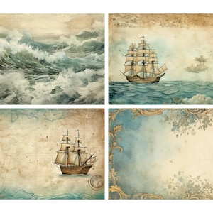 Sea Scrapbook Paper Ocean Junk Journal Pages Blue Junk Journal Kit ...