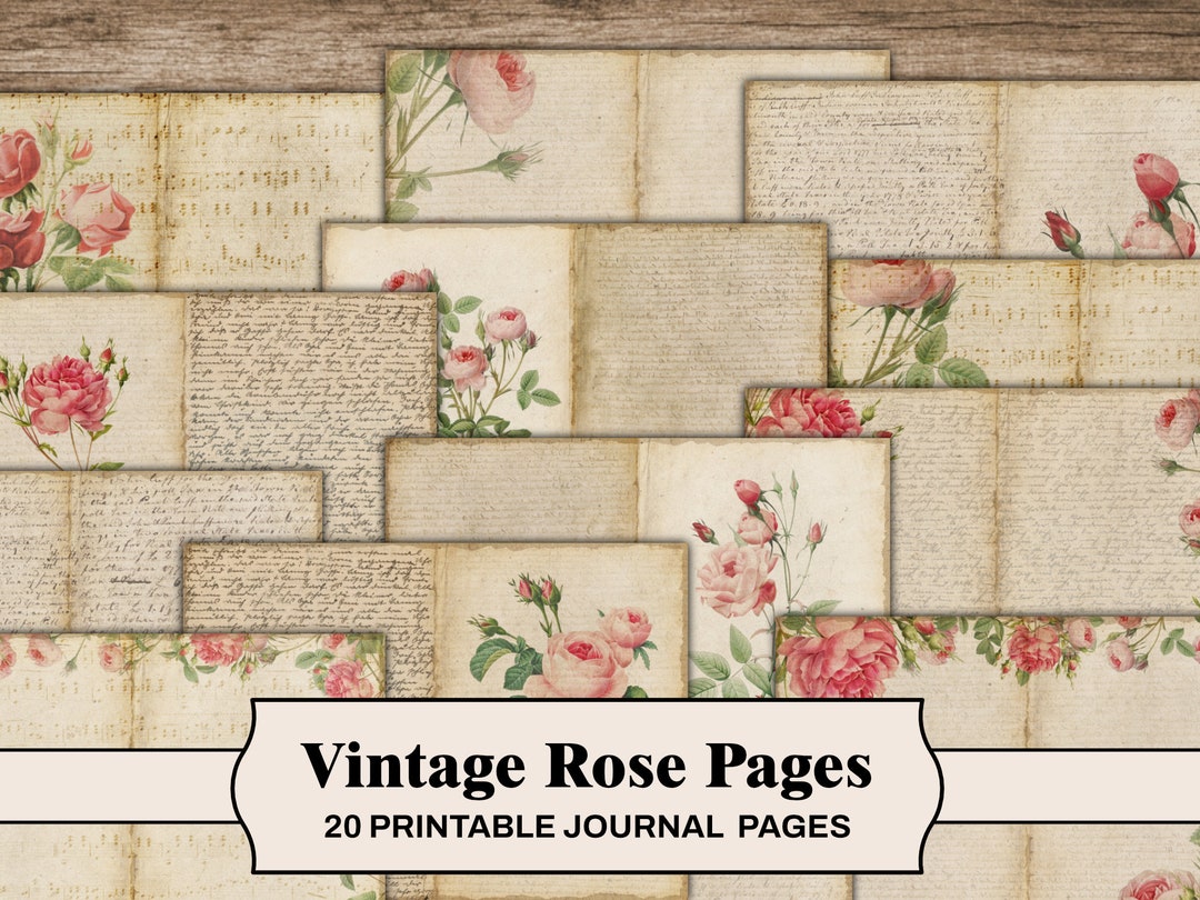 Rose Junk Journal Pages, Rose Journal Paper, Floral Pink Journals Pages ...