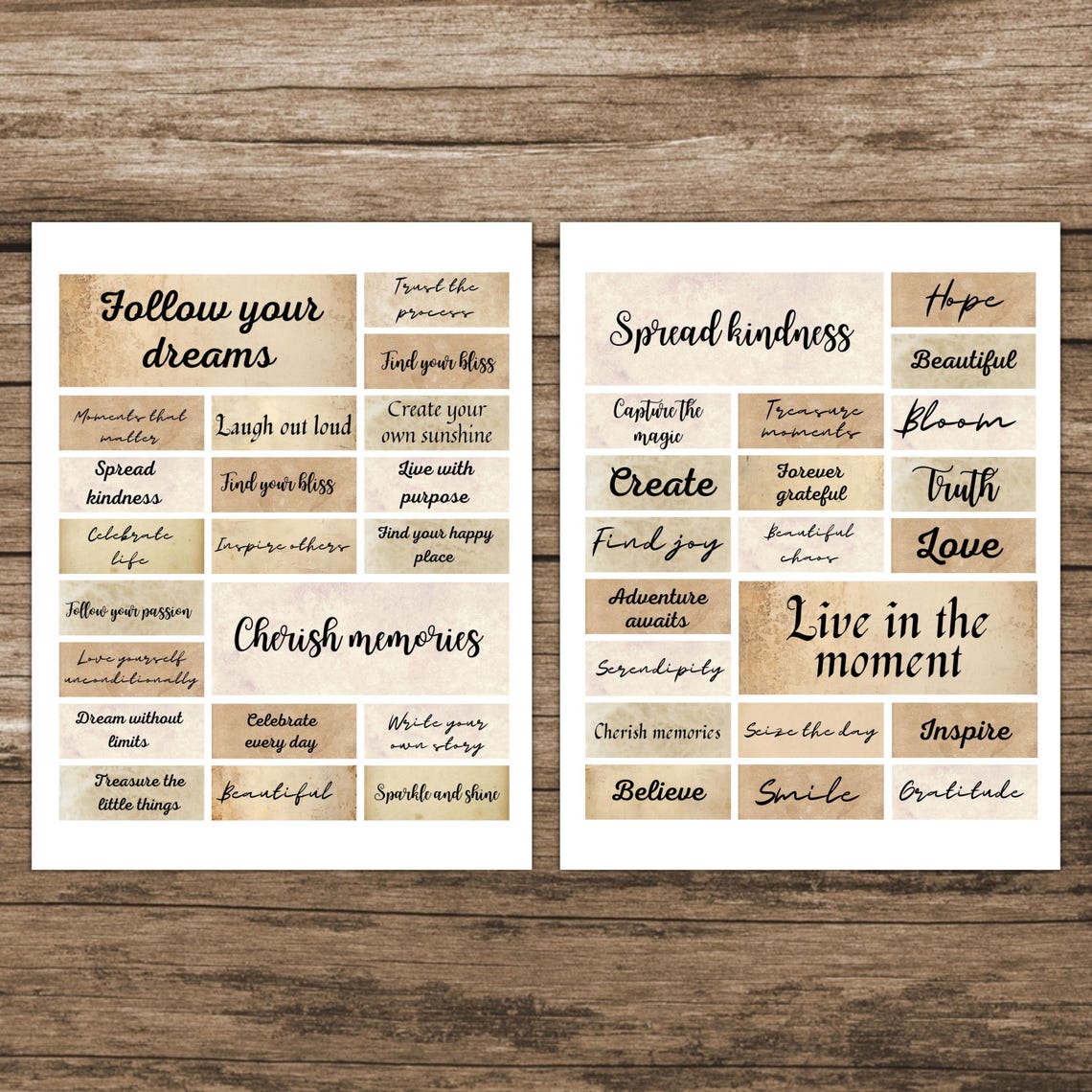 Quotes & Words Vintage Labels | Junk Journal Ephemera Digital Collage ...