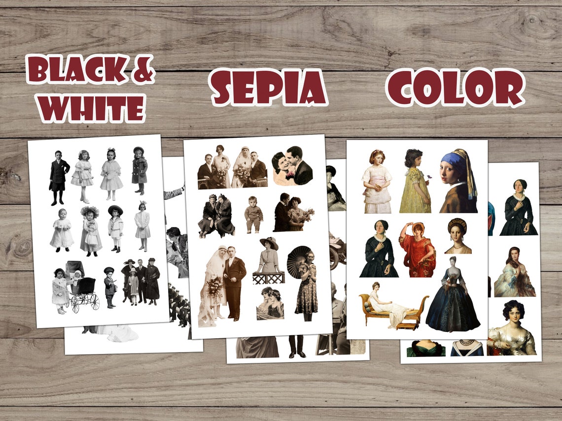 Cutouts of People, 40 Collage Sheets, 400+ Fussy Cut People, Vintage ...