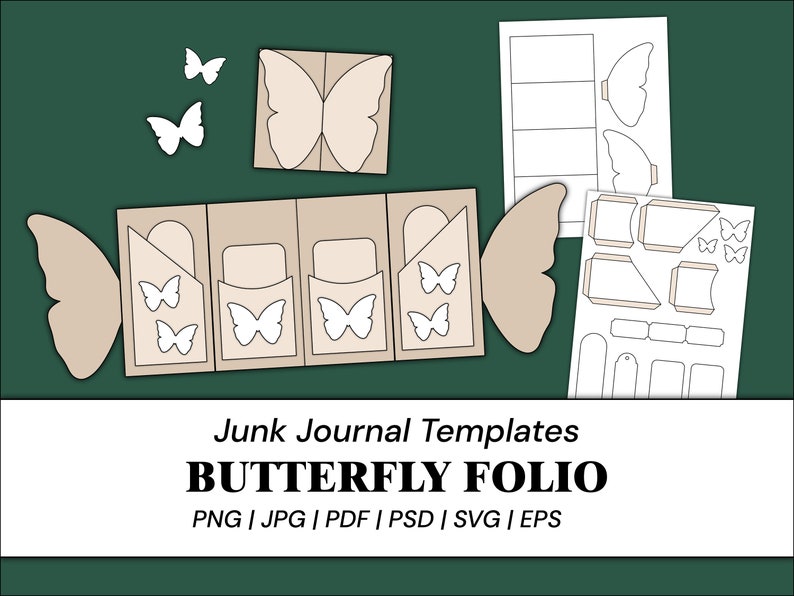 Junk Journal Folio Templates Butterfly Junk Journal Pockets Template ...