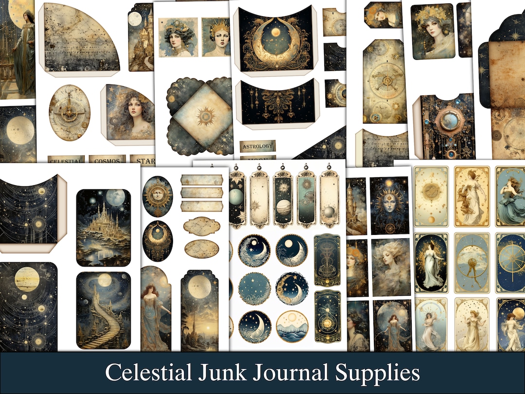 Moon Junk Journal Ephemera Printable Embellishments Celestial Junk ...