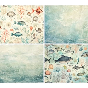 Sea Scrapbook Paper Ocean Junk Journal Pages Blue Junk Journal Kit ...