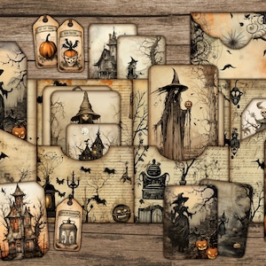 Halloween Junk Journal Folio Kit, Junk Journal Tab, Halloween Printable ...