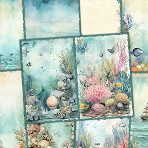 Ocean Junk Journal Kit Blue Junk Journal Pages Tags Sea Nautical ...