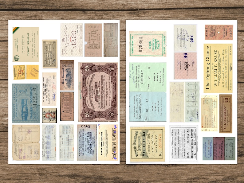Vintage Tickets Ephemera for Junk Journals, Junk Journal Tags, Labels ...