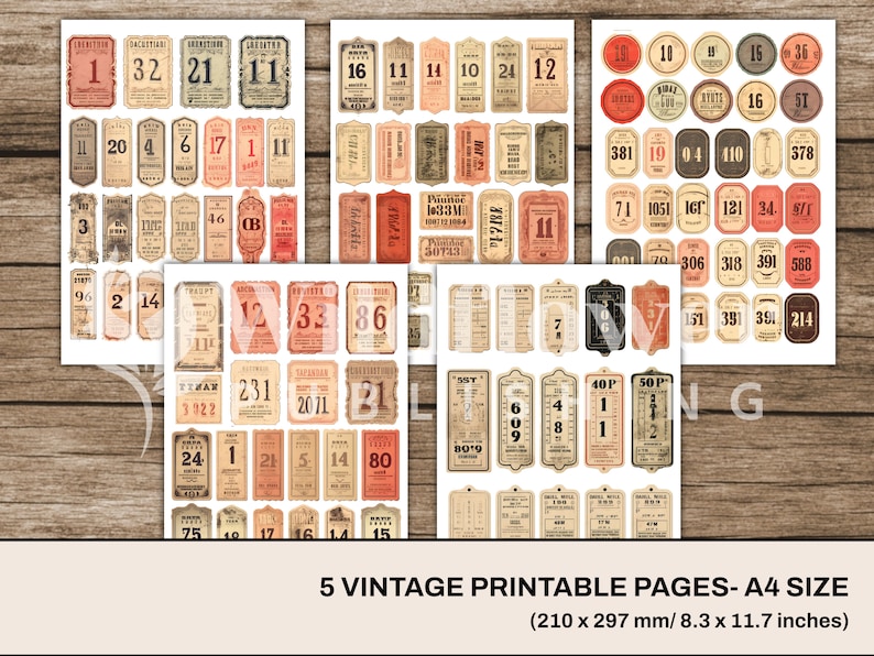 Number Tags & Labels Ephemera for Junk Journals Printable - Etsy