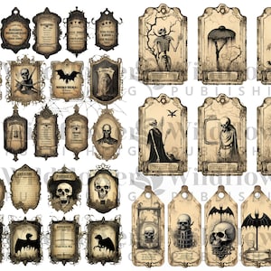Halloween Junk Journal Tags & Labels, Halloween Craft Supplies ...