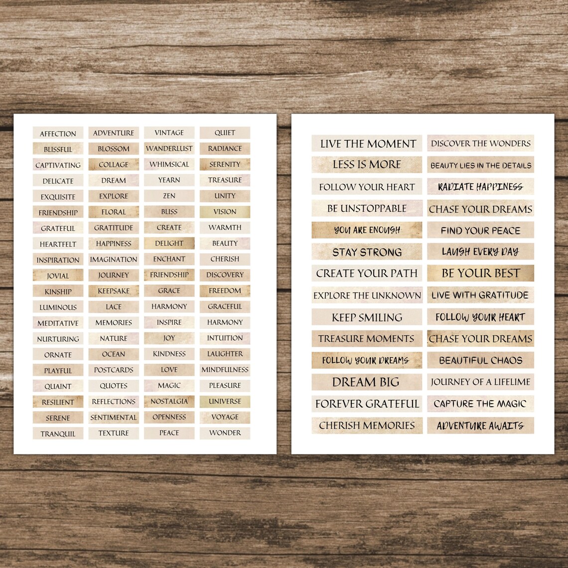 Quotes & Words Vintage Labels | Junk Journal Ephemera Digital Collage ...