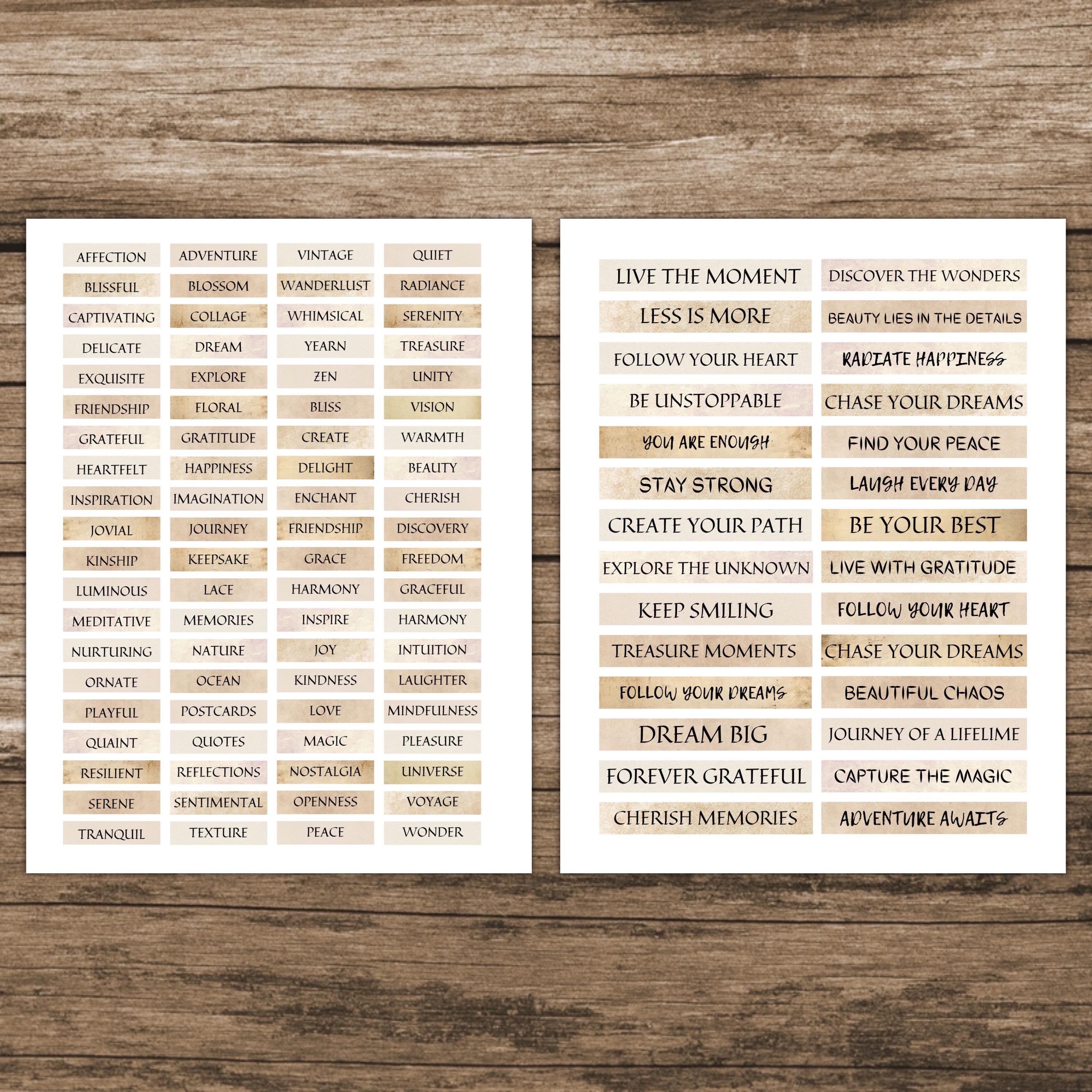 Quotes & Words Vintage Labels | Junk Journal Ephemera Digital Collage ...