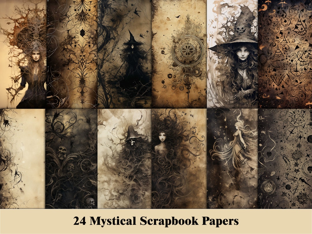 Witch Scrapbook Paper, Halloween Junk Journal Pages, Witch Printable ...