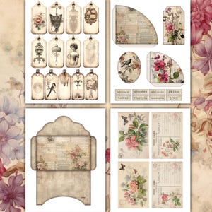 Freebies | Free Vintage Junk Journal Ephemera Kit Floral Scrapbook ...