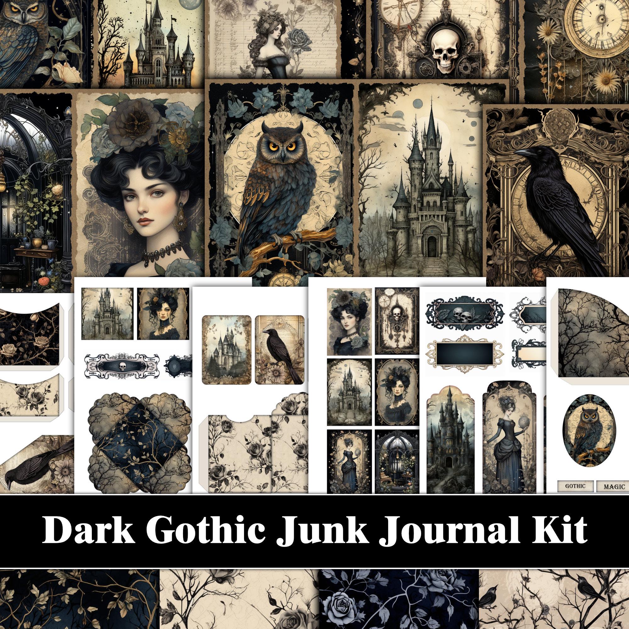 Dark Gothic Junk Journal Kit Victorian Ephemera Black Halloween Junk ...