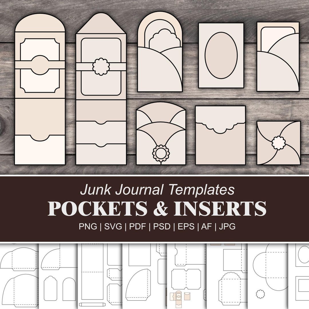 Junk Journal Templates Pocket Insert Folio Template Cricut Template ...