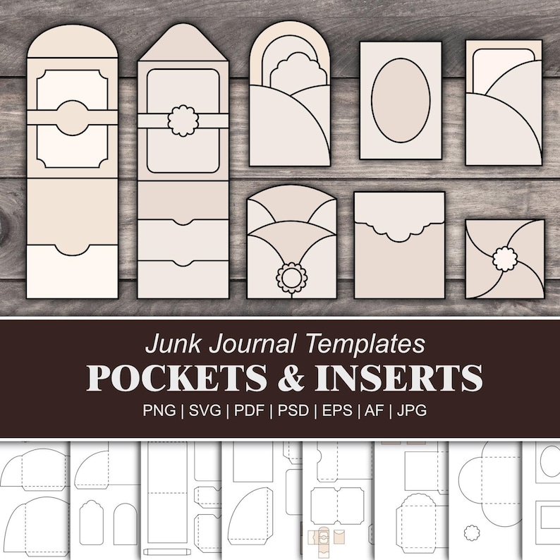 Junk Journal Templates Pocket Insert Folio Template Cricut Template ...