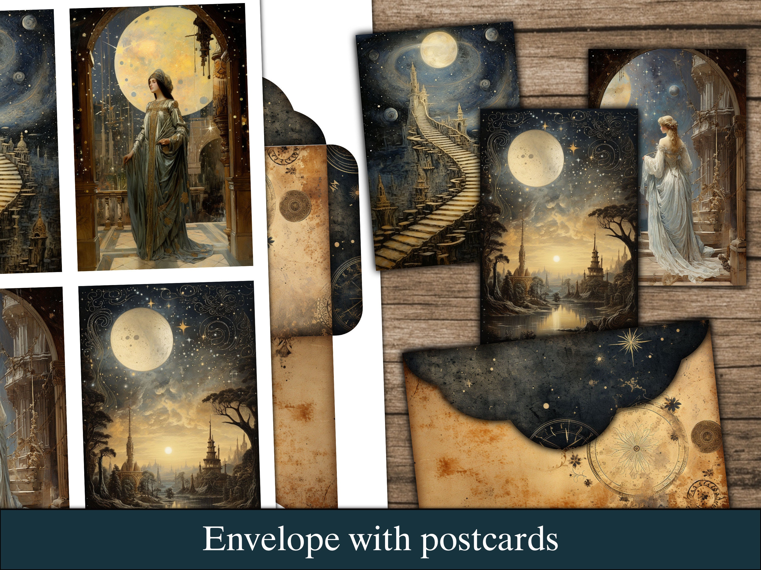 Moon Junk Journal Ephemera Printable Embellishments Celestial - Etsy