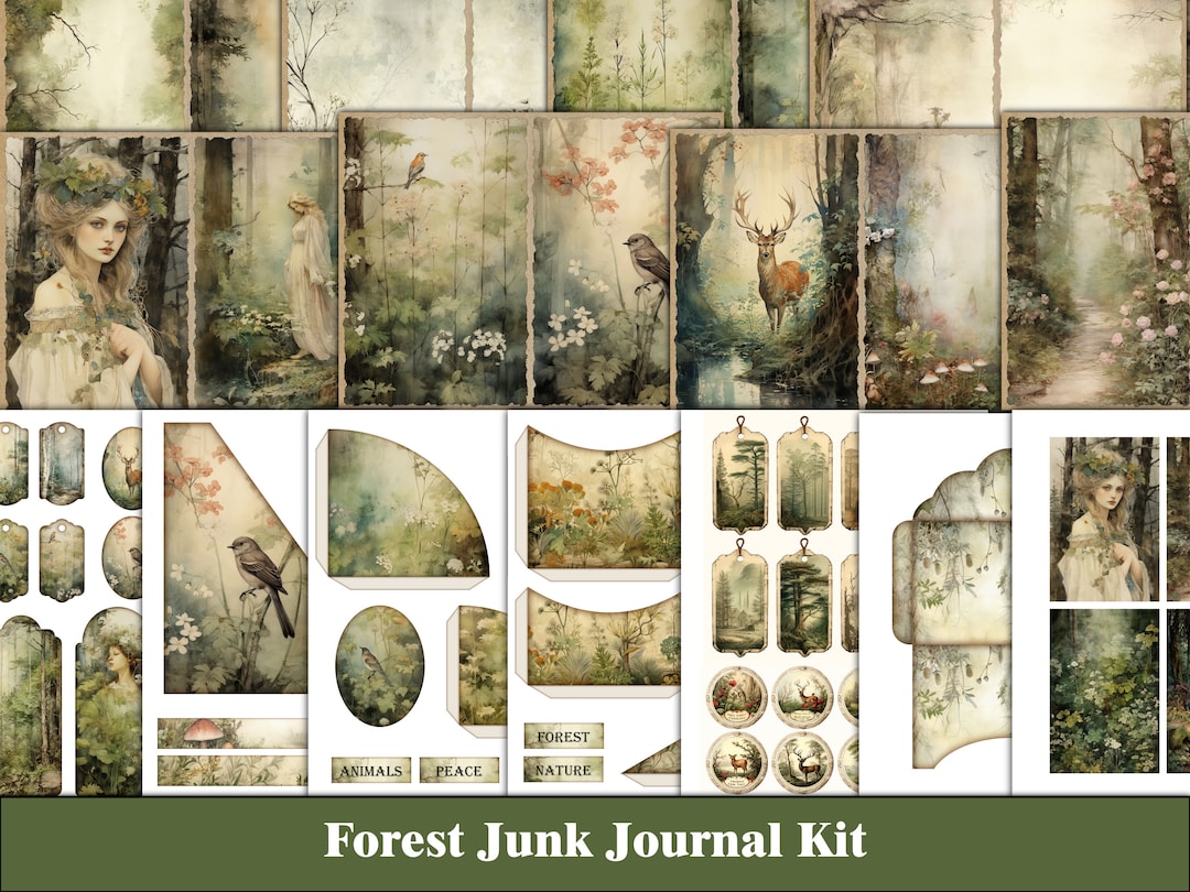 Forest Junk Journal Kit, Woodland Junk Journal Pages, Tags, Labels ...