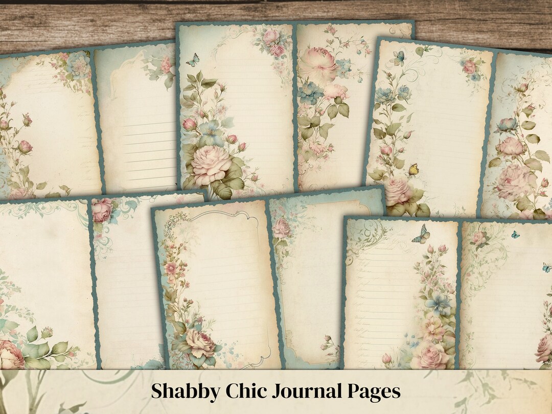 Shabby Chic Rose Junk Journal Pages, Floral Pink Journals Paper ...