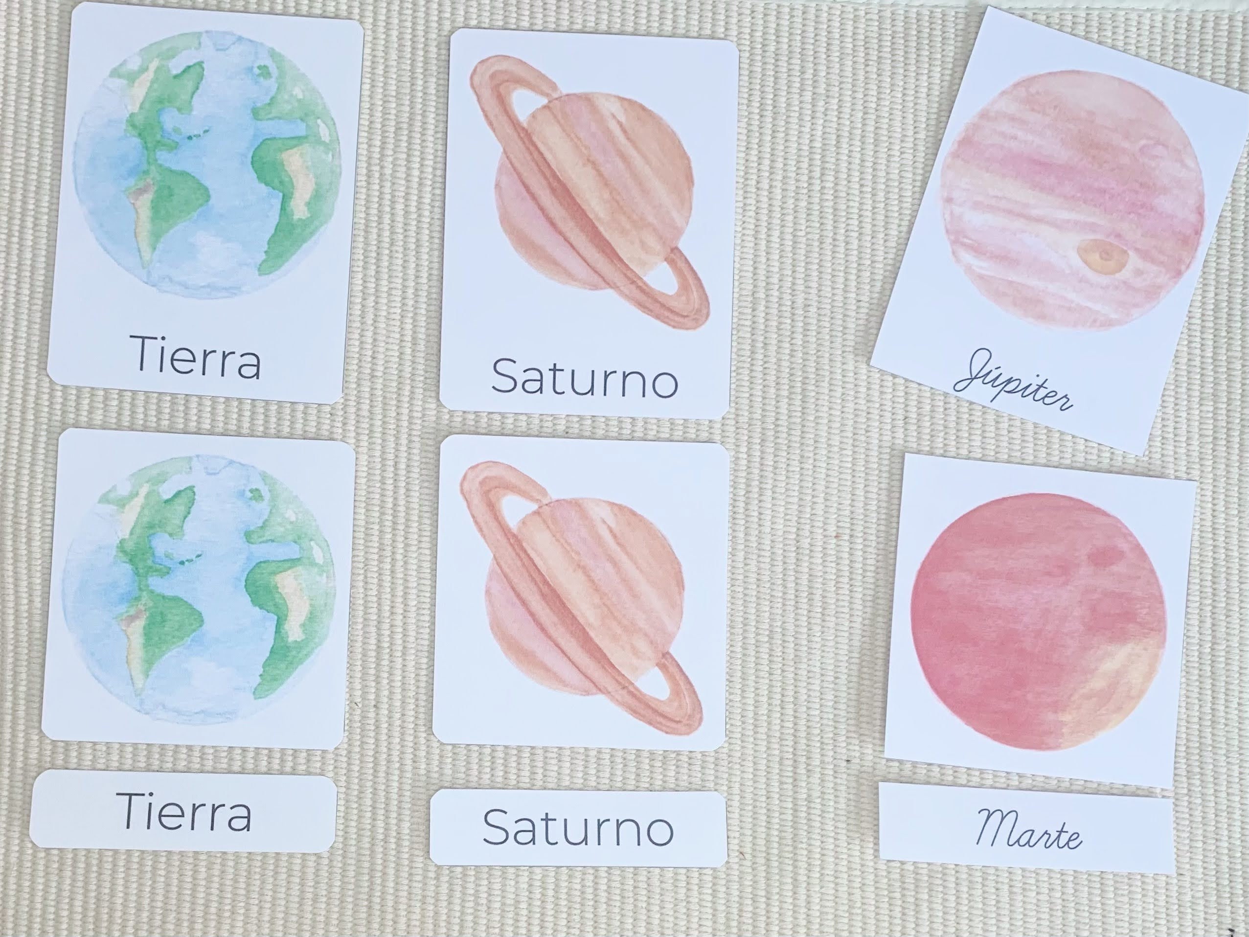 Spanish Solar System Planets, 3 Part Cards, Watercolor Planets ...