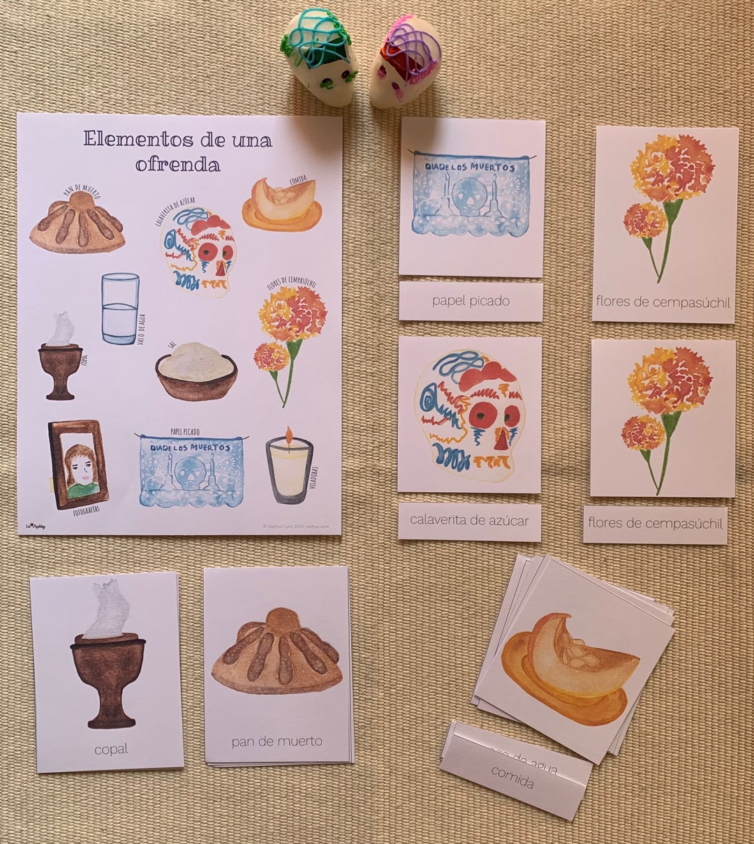 Spanish Day of the Dead , 3 Part Cards,montessori, Cartas De 3 Partes ...